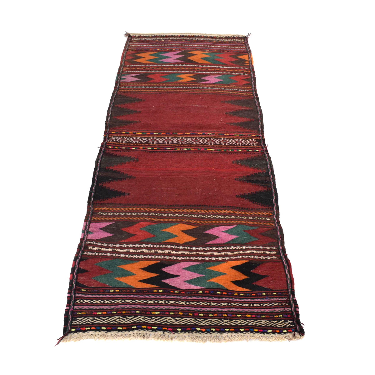 Authentic Hand Knotted Afghan Red Color Sufra Kelim.