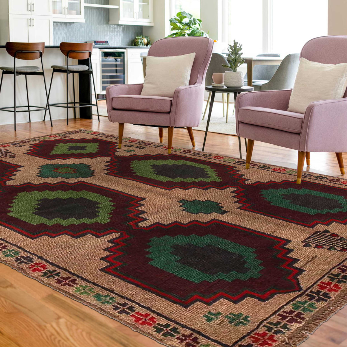 Traditional Handmade Oriental Camel Color Baloch Rug