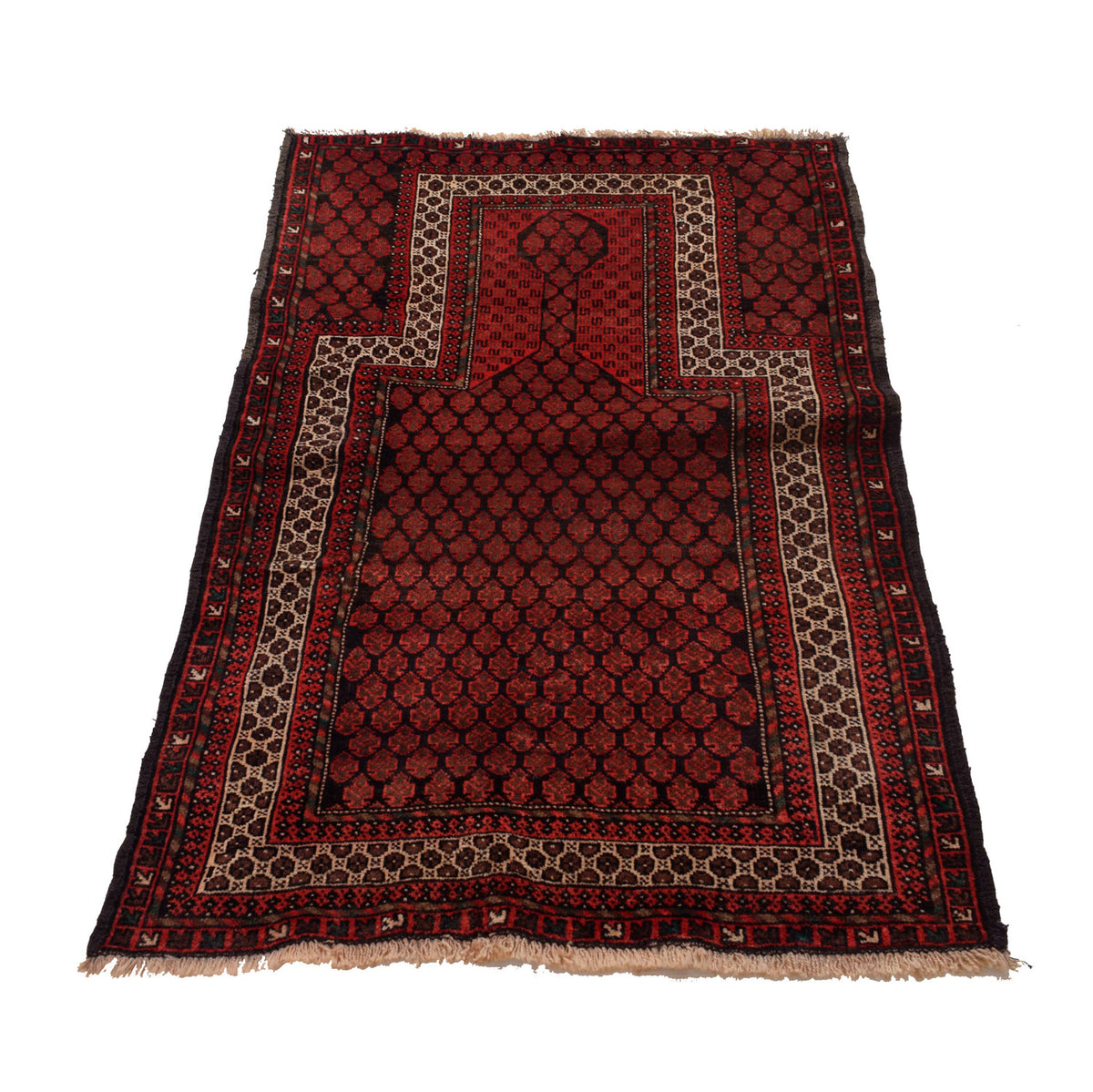 Red Hand Woven Jaye Namaz 2' 5 x 4 Rug For Sale