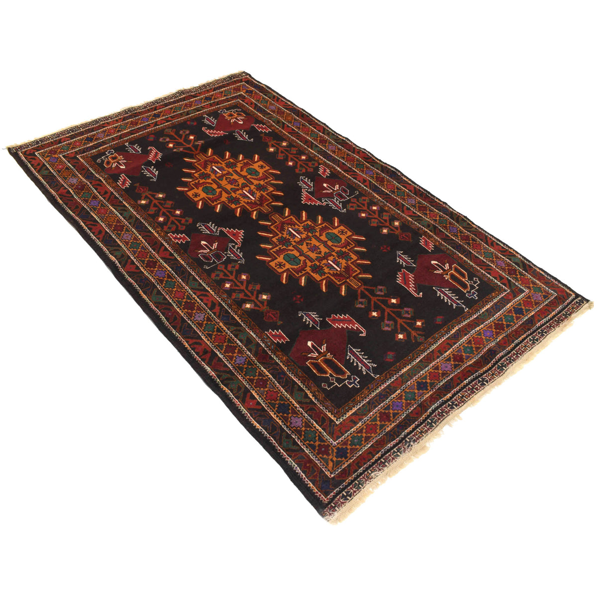 Genuine Hand-Knotted Balochi Rug 4x6 Ft - Available Now