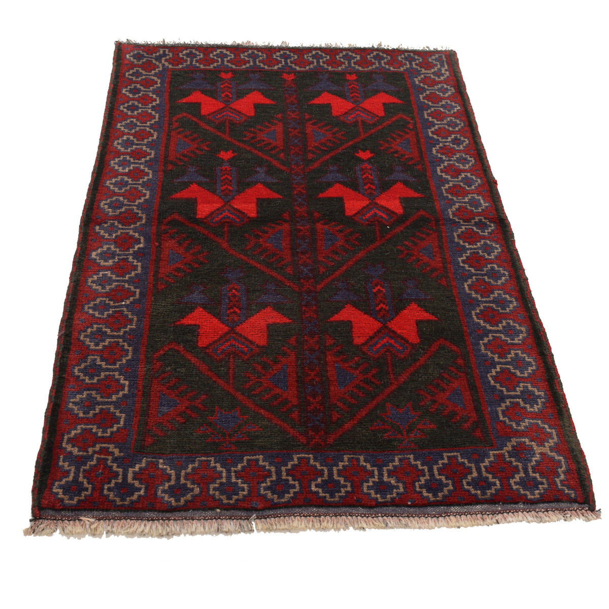 Authentic Handmade 3x5 ft Multi Entryway Baluchi Rug.
