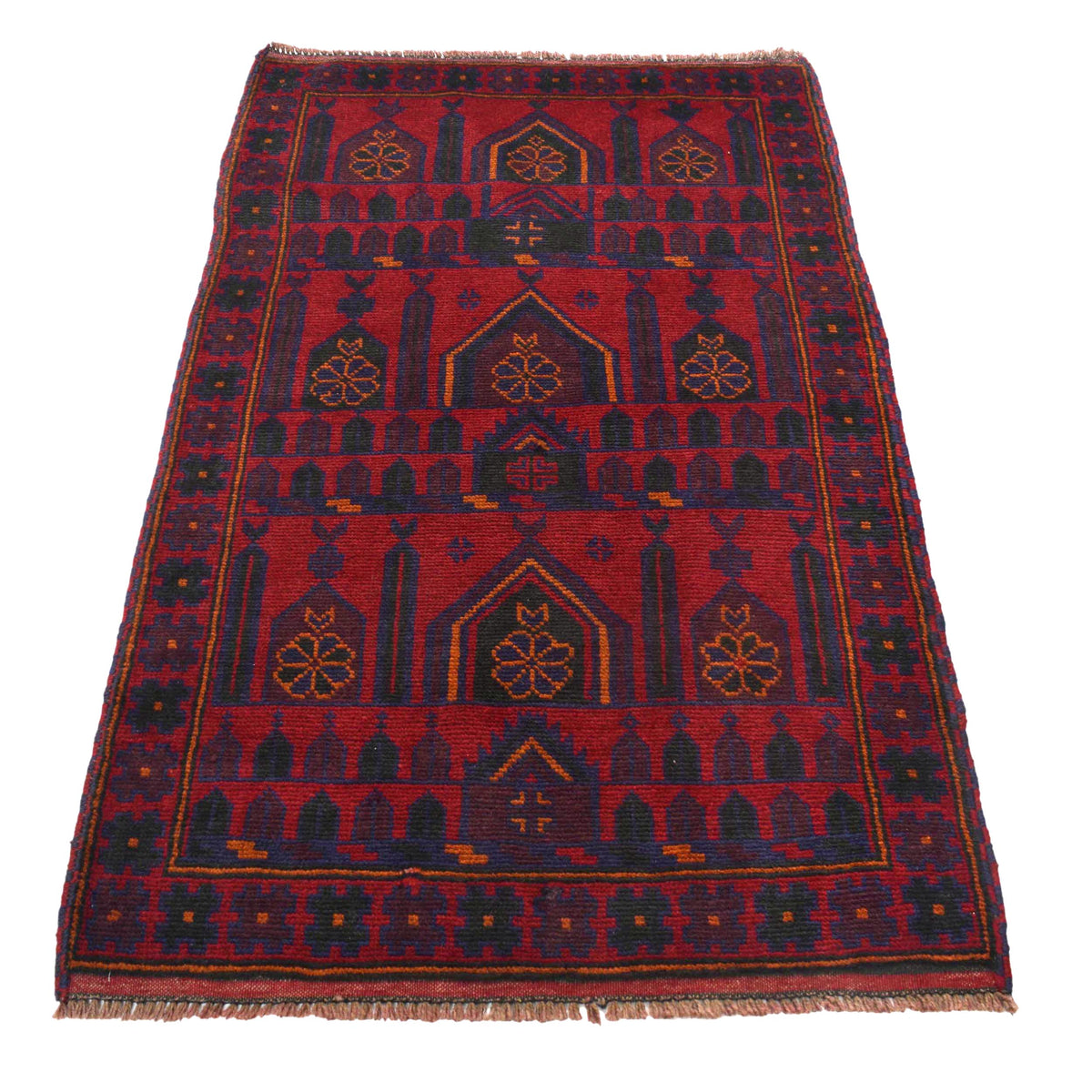 Authentic Handmade Afghan 3x5ft Red Color Jay Namaz.